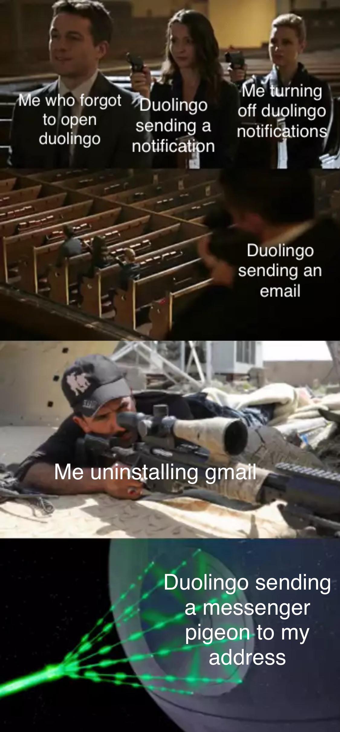 FindThatMeme - Meme Me who forgot Duolingo Me turning to open duolingo ...